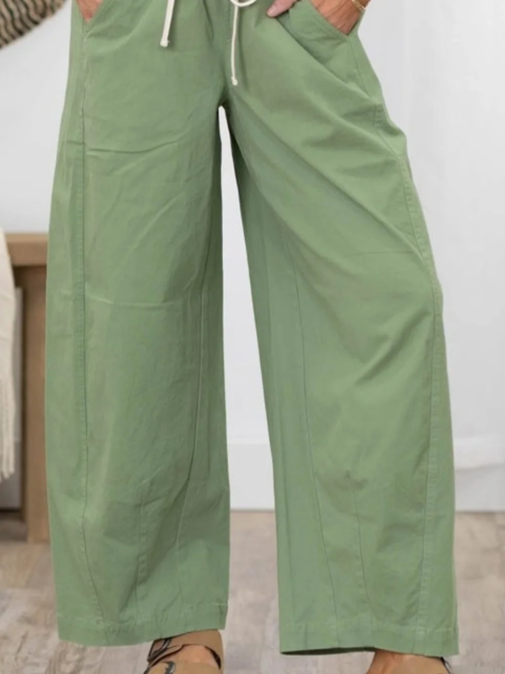 mittoshop | Pants & Jumpsuits | Wide Leg Barrel Pants Light Olive Green ...